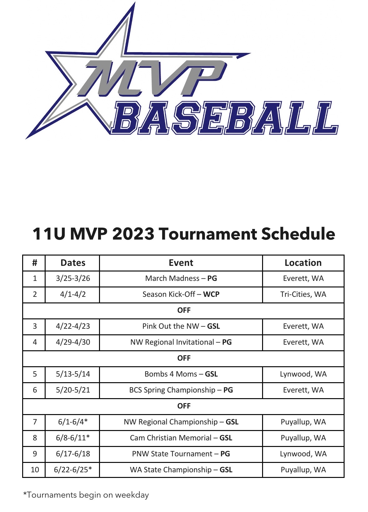 11U Tournament Team