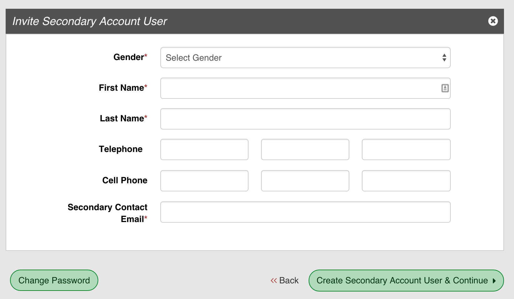 Updating Secondary Contact Info