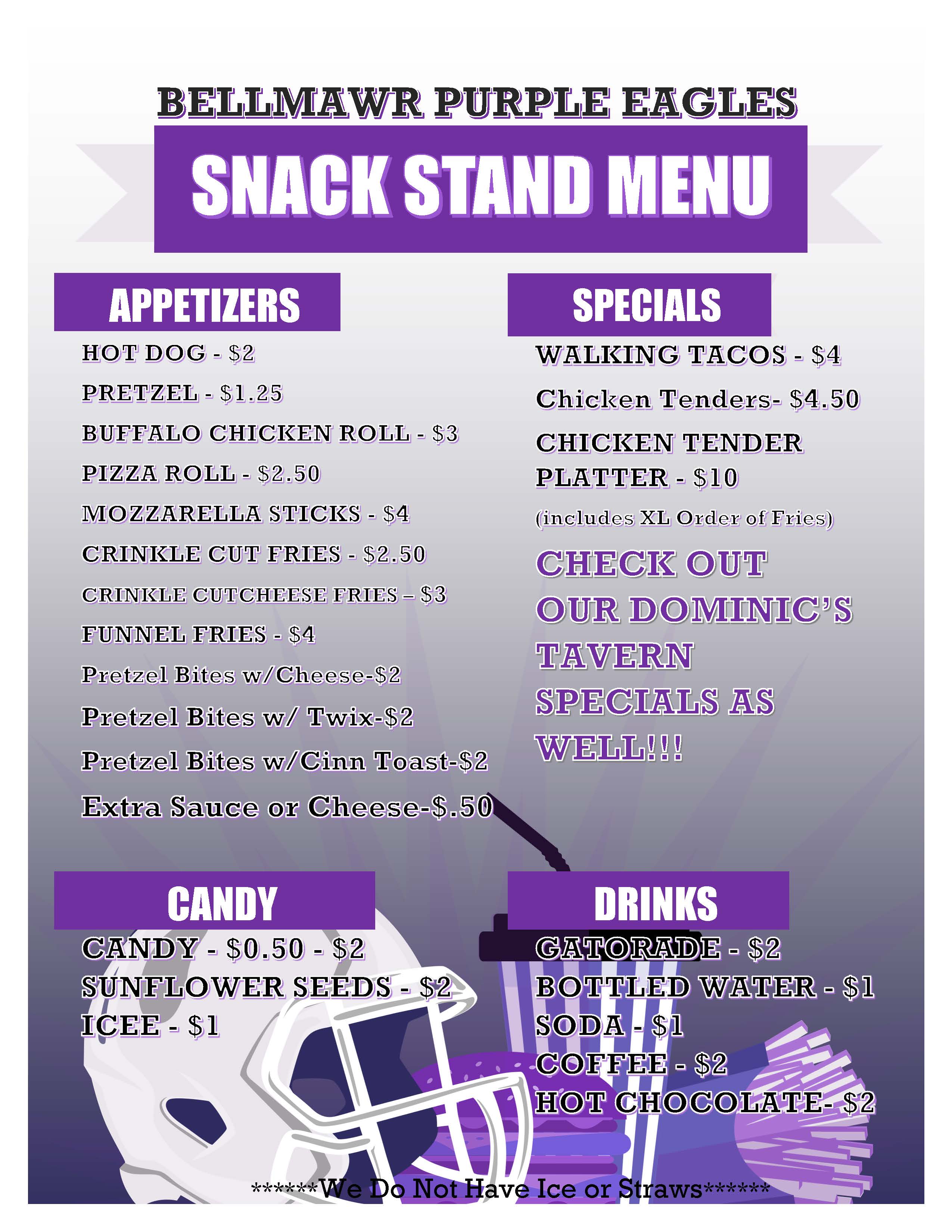 Snack Stand Menu