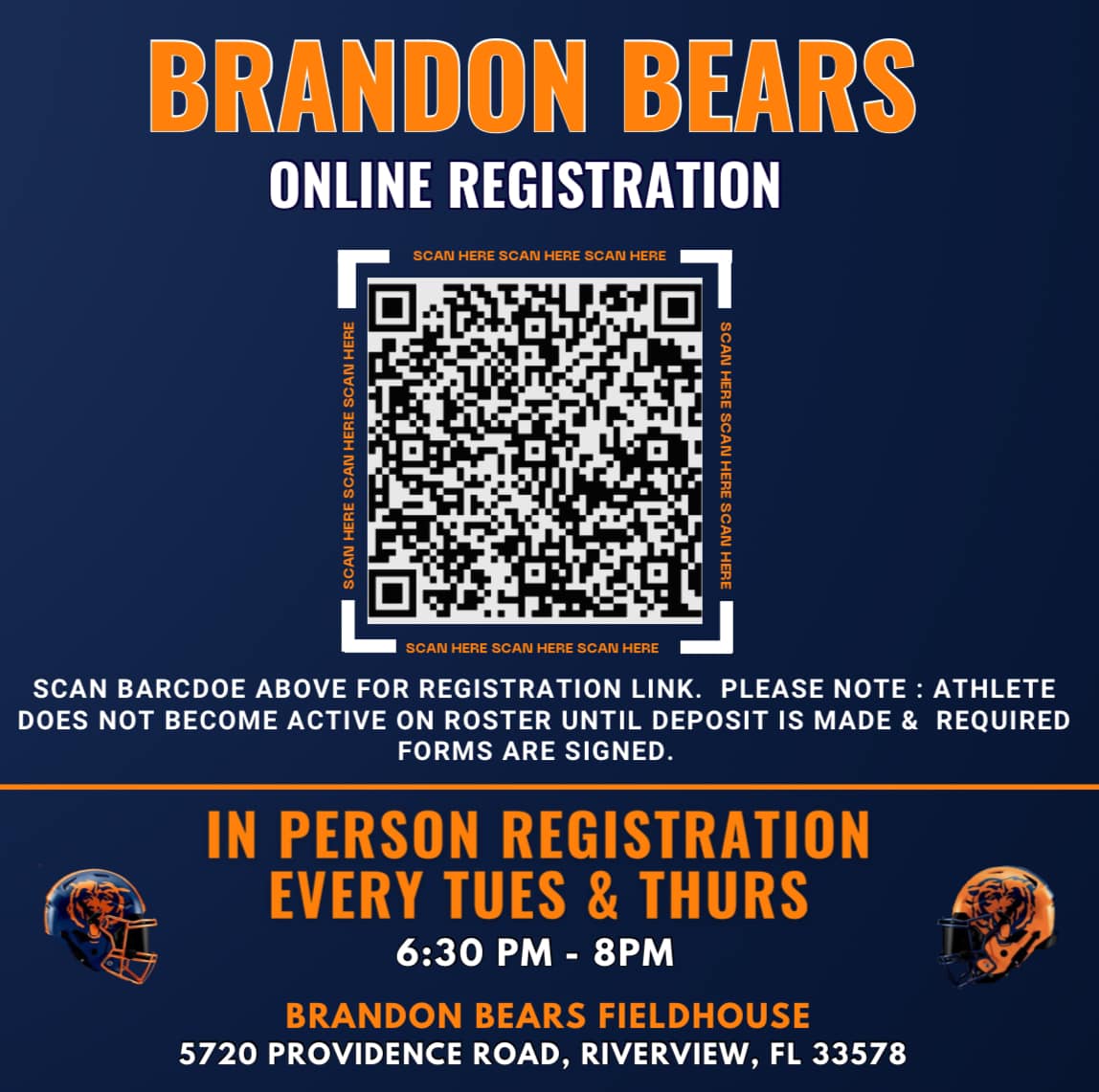 Brandon Bears Youth football and cheer > Registration